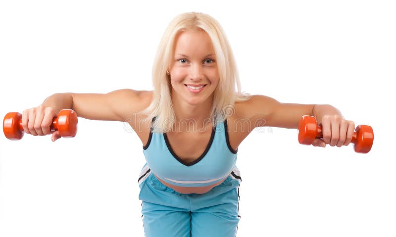 Weight lifting girl stock image. Image of health, blue - 7342443