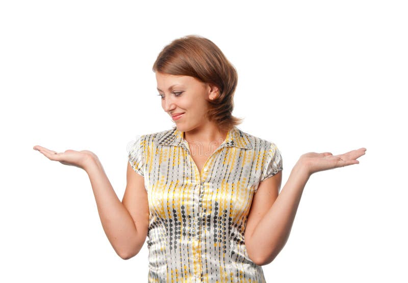 Smiling Girl Makes the Choice Stock Photo - Image of choose, woman ...