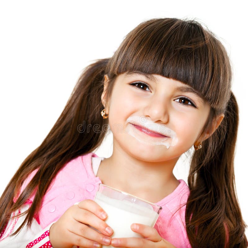 Girl with milk moustache stock photo. Image of friend - 1176896