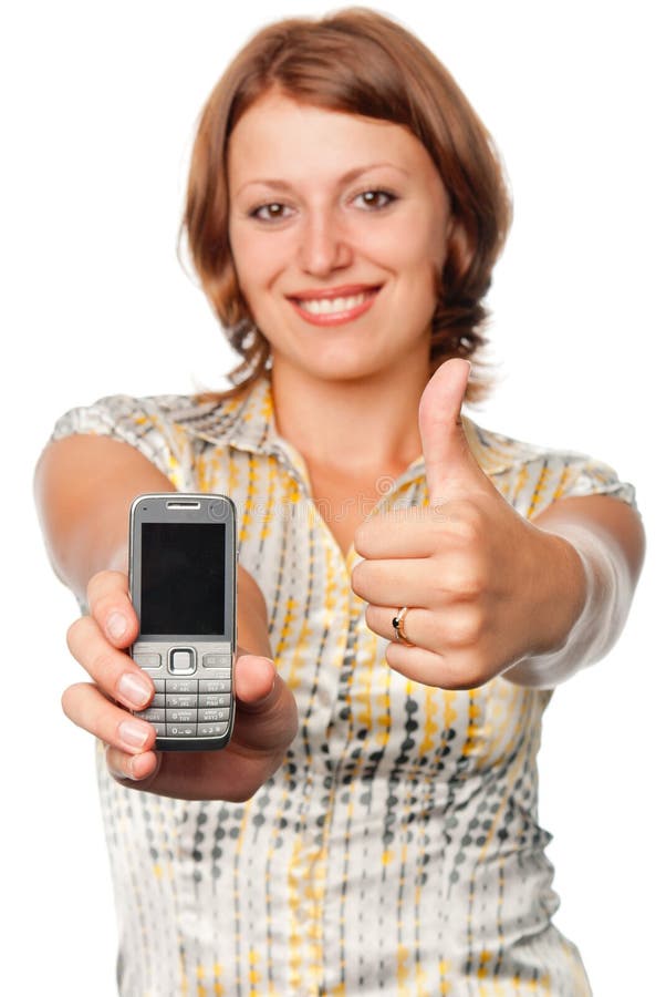 Smiling Girl with a Mobile Phone Stock Image - Image of phone, call ...