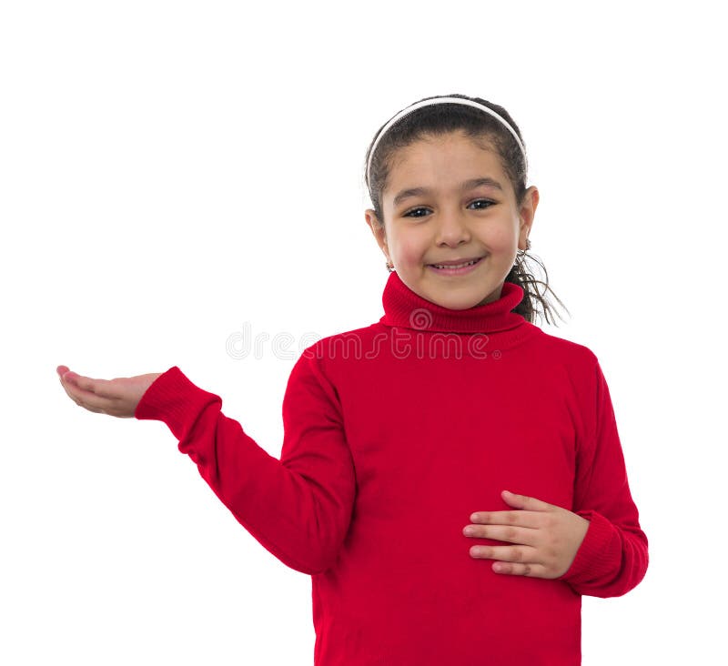 Smiling Girl with Open Hand Stock Photo - Image of fingers, five: 41055498