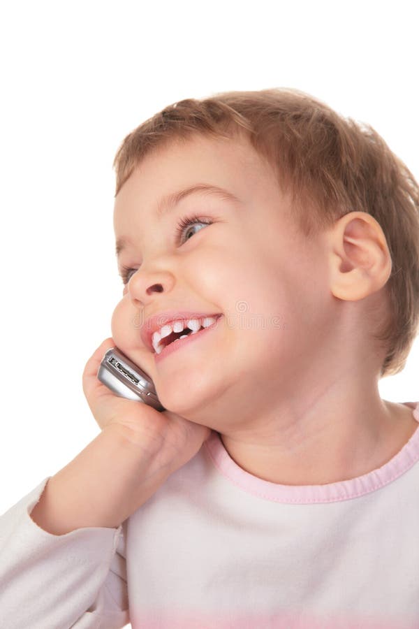 Smiling Girl Speaks on Cell Phone Stock Image - Image of happiness ...