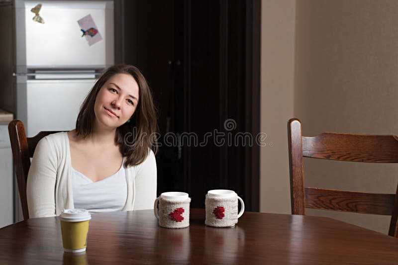 A Smiling Girl is at a Table Stock Photo - Image of girl, sitting: 35726110