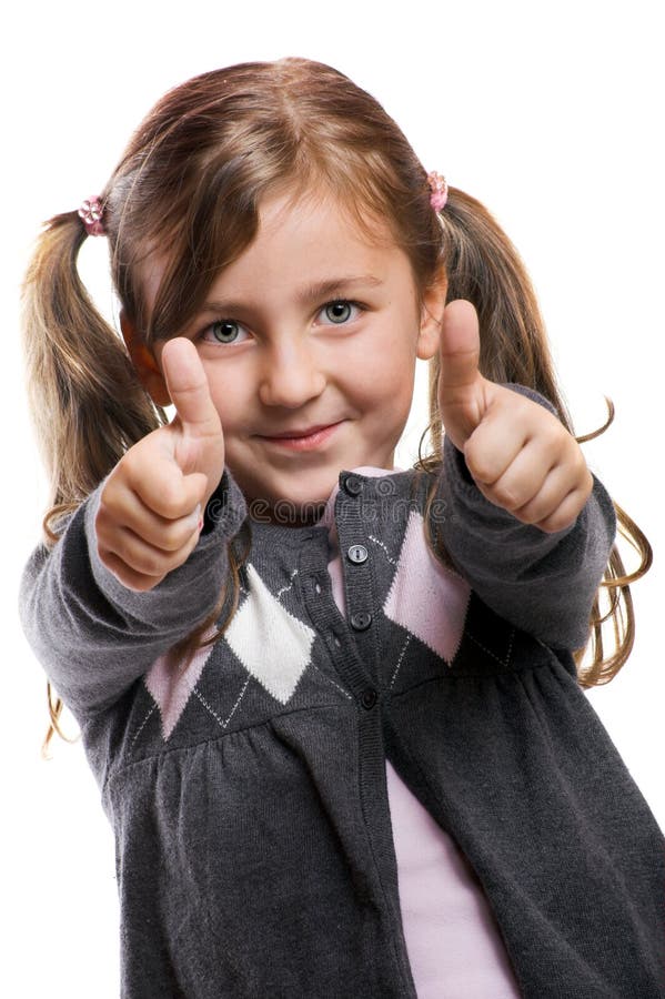 Smiling Girl with Thumbs Up Stock Image - Image of fingers, human: 7373575