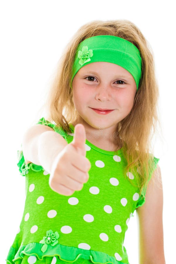 Smiling Girl with Thumbs Up Sign Stock Image - Image of girl, caucasian ...