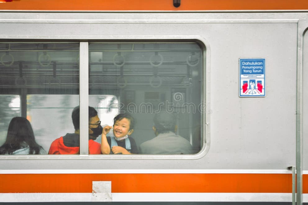 Smiling girl in train. editorial stock image. Image of electrical ...