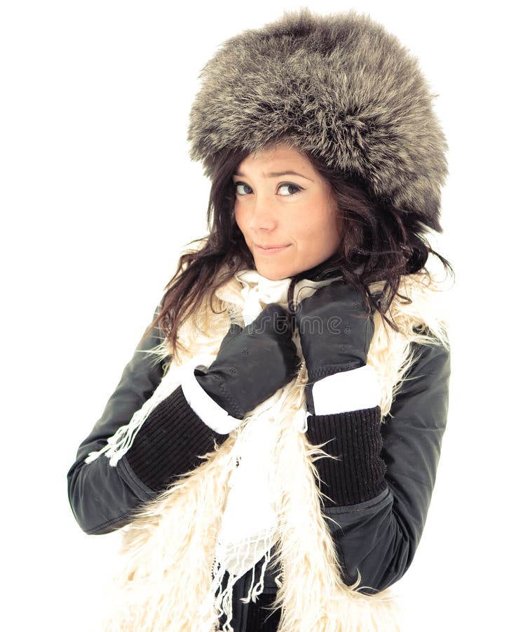 Smiling girl in winter hat stock photo. Image of beauty - 17806408