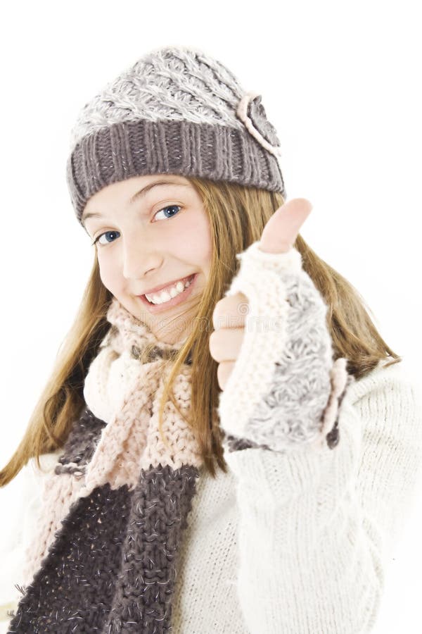 Smiling Girl in Winter Style. Stock Image - Image of cold, girl: 16943497