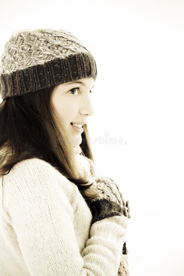 Smiling Girl in Winter Style. Stock Image - Image of fashion, clothes ...