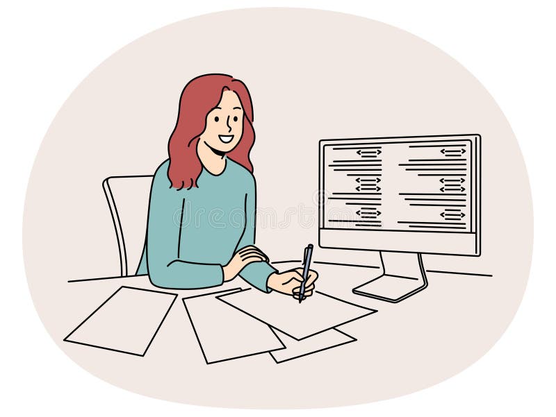 Girl Taking Notes Stock Illustrations – 250 Girl Taking Notes Stock ...