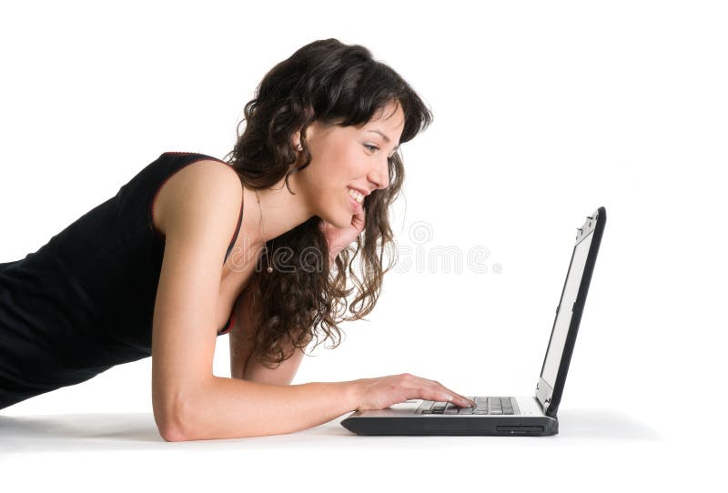 Woman With Laptop Stock Image Image Of Casual Online 1559883