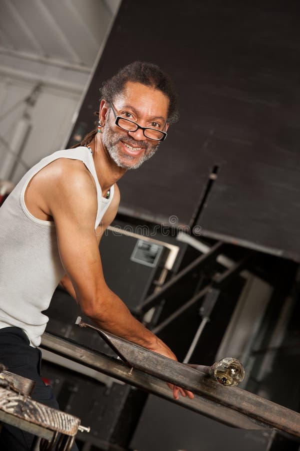 Male Working on Fine Art Glass Stock Image - Image of adult ...