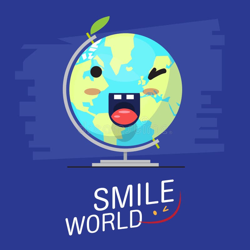 Smiling Globe Earth with Typographic for Header Design. Charac Stock ...