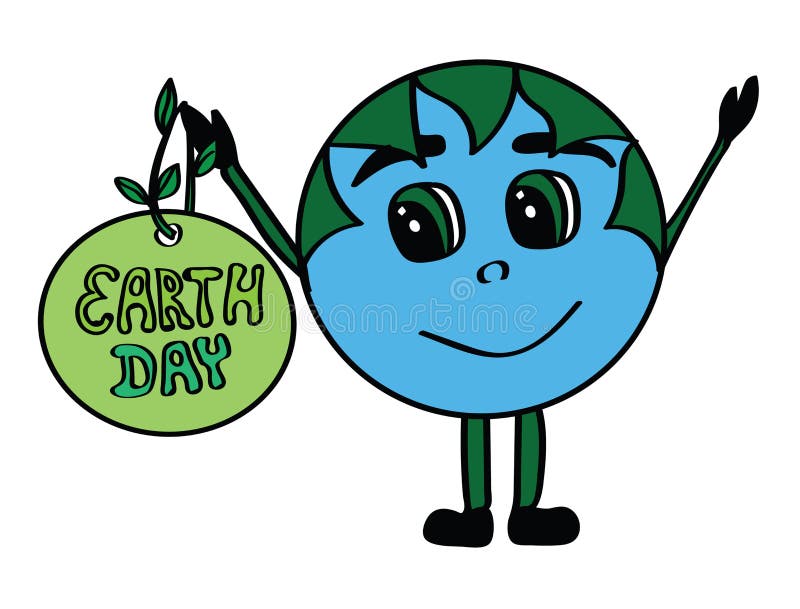 Smiling Globe with Greeting Card in Hands Stock Vector - Illustration ...