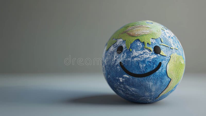 Smiling Globe with a Cheerful Expression Representing Happiness and ...
