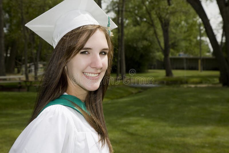 Girls Green Cap Gown Diploma Stock Photos - Free & Royalty-Free Stock ...