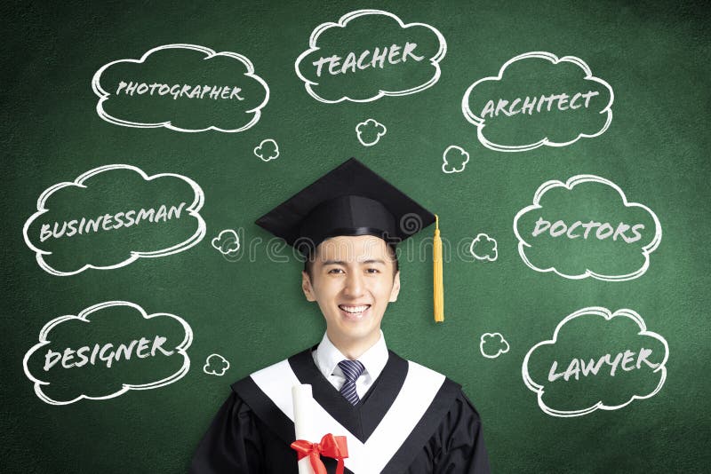 Graduation Thinking about Different Jobs Concepts Stock Photo - Image ...