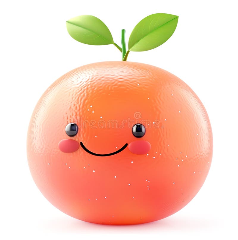 Smiling Grapefruit Character with Leaves Stock Illustration ...