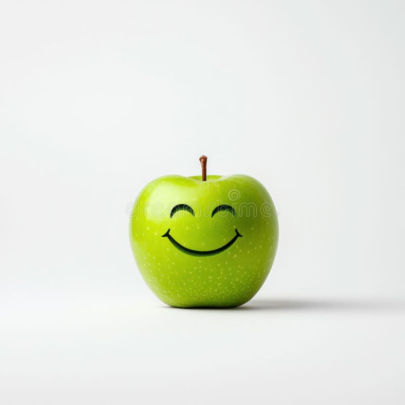 Smiling Green Apple on White Background Stock Illustration ...