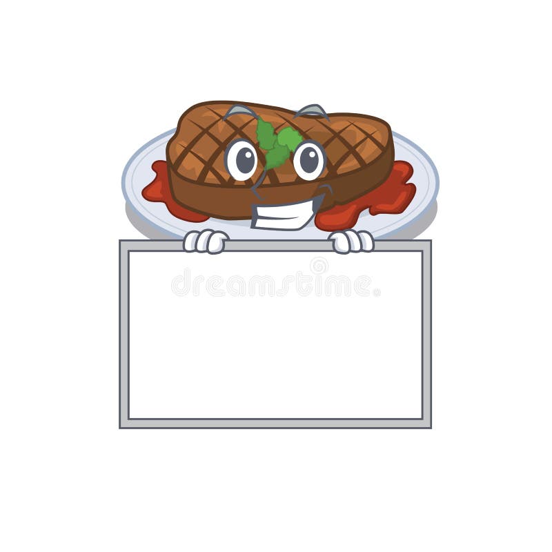 Smiling Grilled Steak Cartoon Design Style Has a Board Stock Vector ...