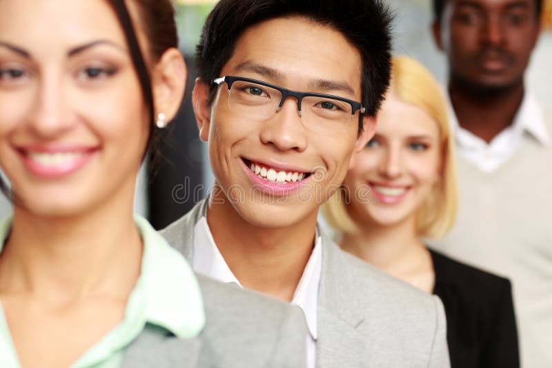 Smiling Group Business People Stock Photo - Image of cooperation ...