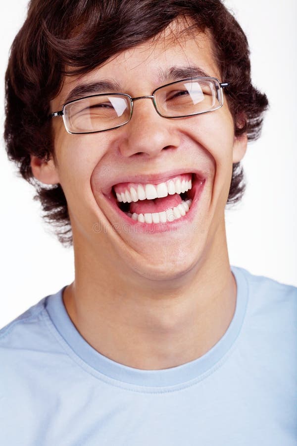 Smiling Guy In Glasses Closeup Stock Image Image Of Portrait Laugh
