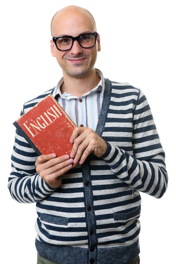 Smiling Guy Learning English Language Stock Image - Image of book ...
