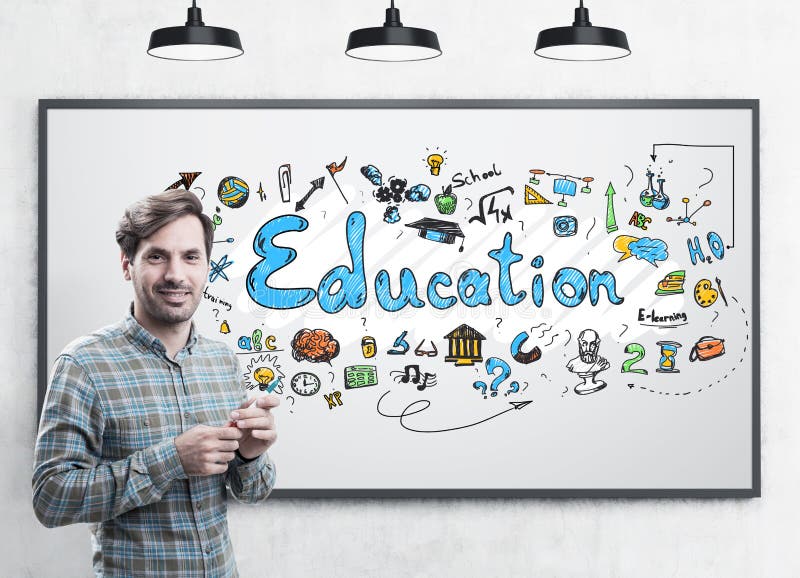 Smiling Guy with a Marker, Education Stock Image - Image of diagram ...