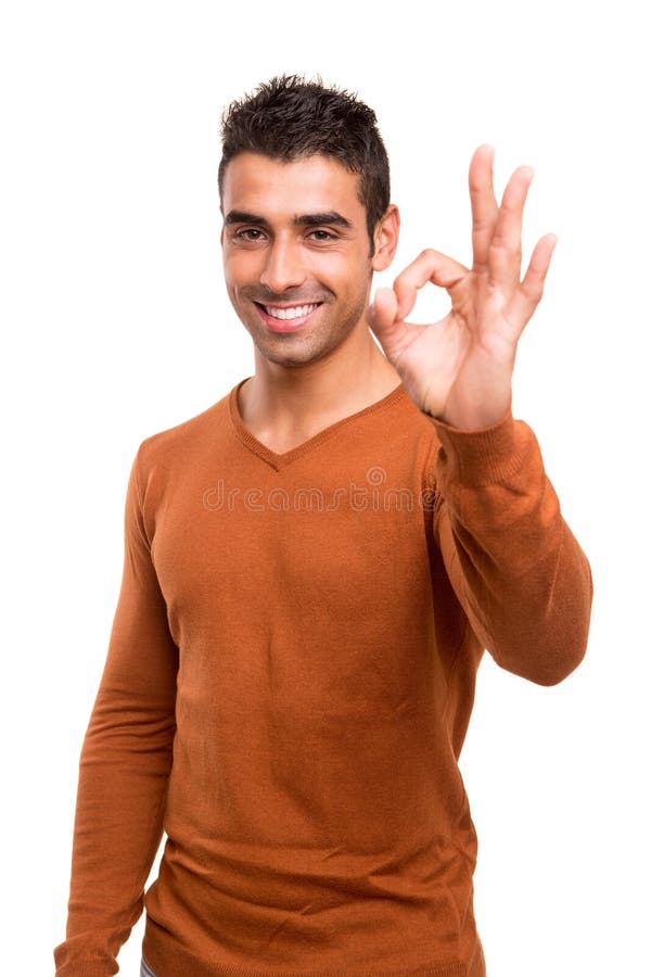 Laughing Boy Showing Ok Sign Stock Image - Image of background, mixed ...