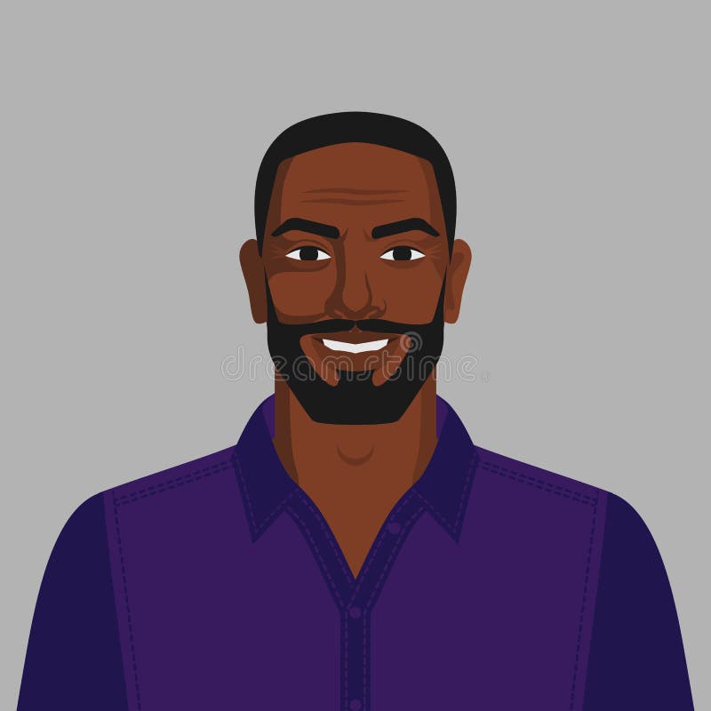 Smiling Handsome Black Man with Beard Stock Vector - Illustration of ...
