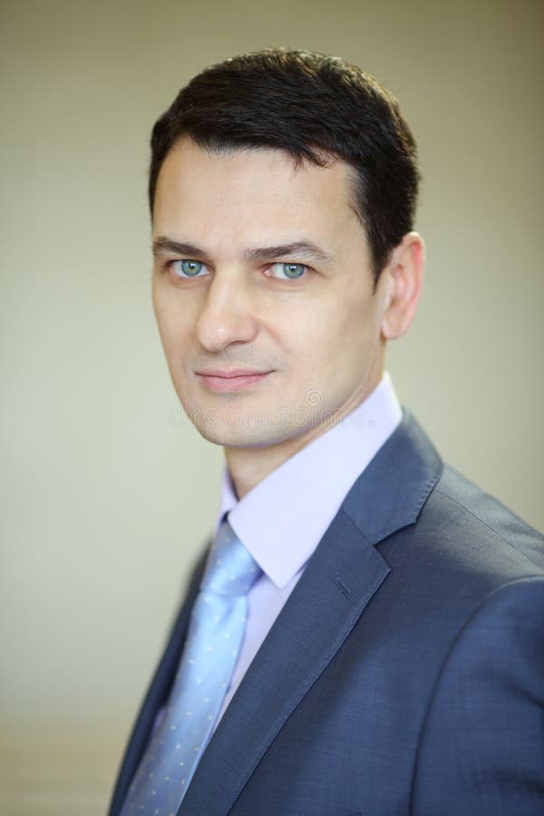 Smiling Handsome Brunet Man in Business Suit with Stock Photo - Image ...