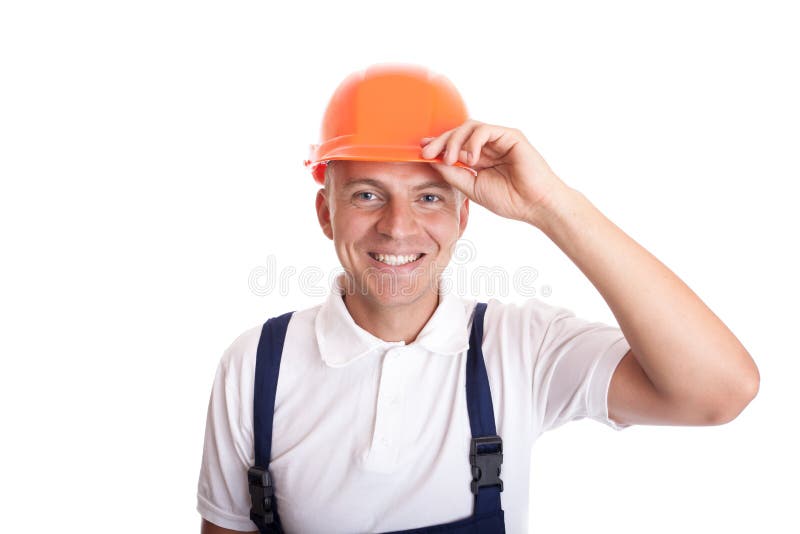 Smiling handsome handyman stock photo. Image of handyman - 59505948