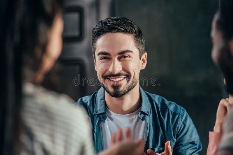Smiling handsome man stock photo. Image of educational - 100322142