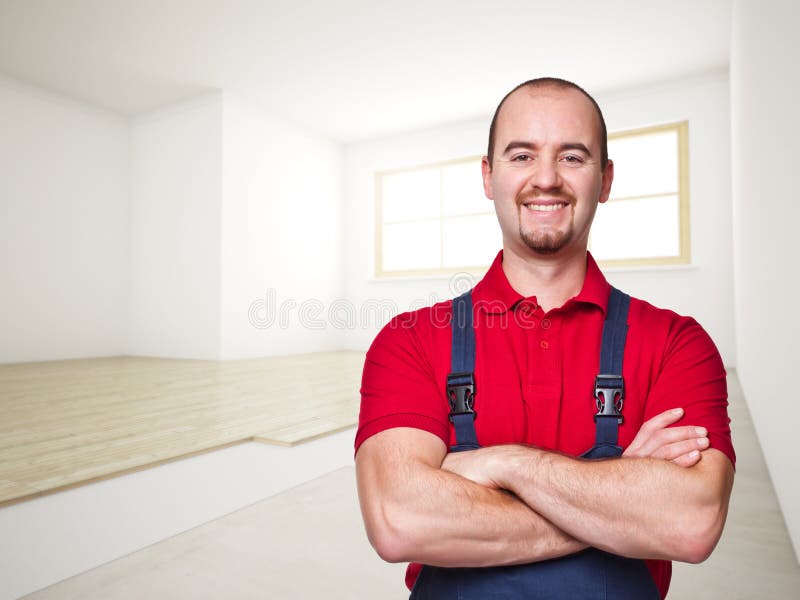 Smiling handyman portrait stock photo. Image of building - 13202744