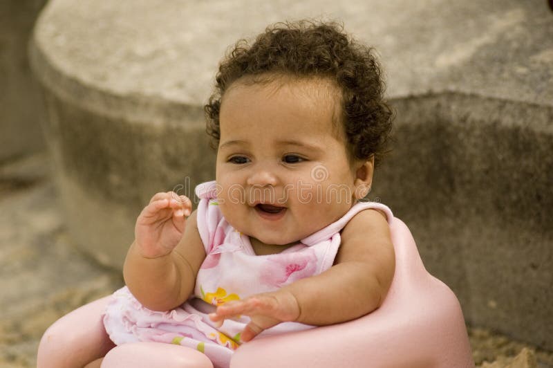 Happy, Giggling baby girl stock image. Image of life, sleep - 650101