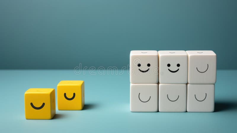 Smiling and Happy Emoticons on Cubes Stock Illustration - Illustration ...