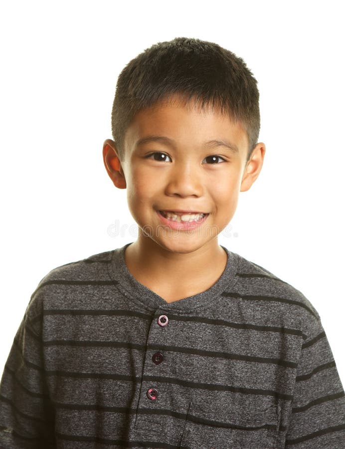 Smiling Happy Filipino Boy on White Background Stock Image - Image of ...