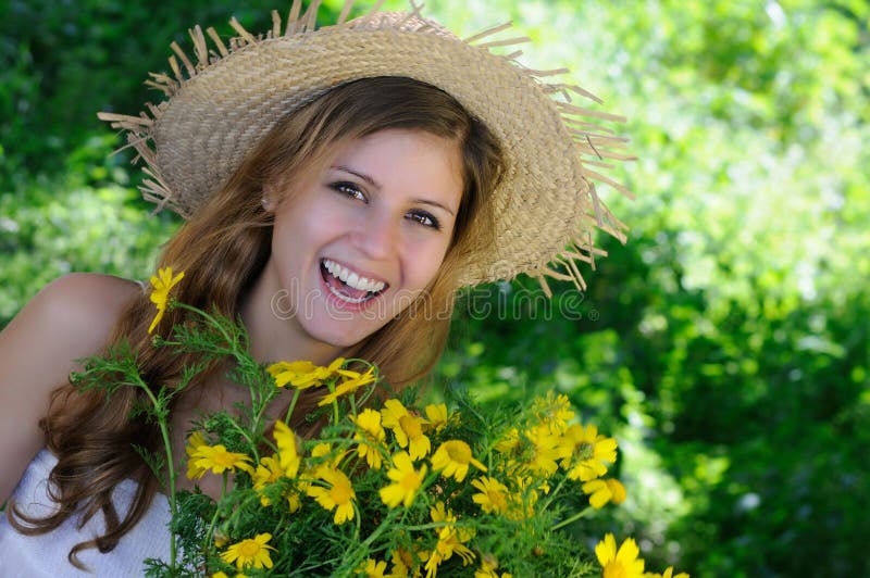 Smiling Happy in Springtime Stock Image - Image of happy, face: 30577741