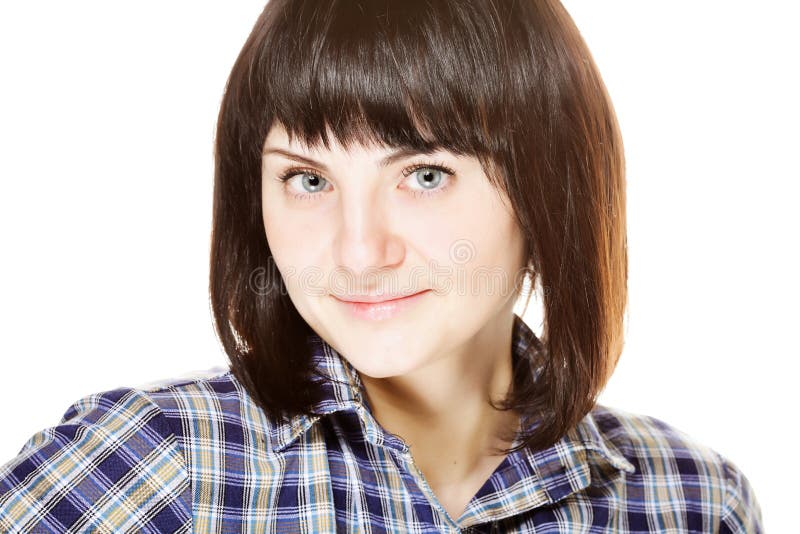 Smiling Happy Woman Portrait on White Stock Image - Image of fresh ...