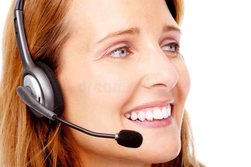 Smiling Happy Woman at Work Stock Image - Image of beauty, helpline ...