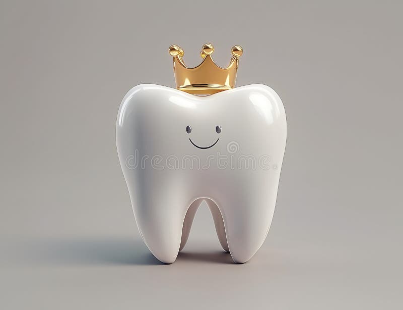 Smiling Healthy Tooth with Crown Stock Illustration - Illustration of ...