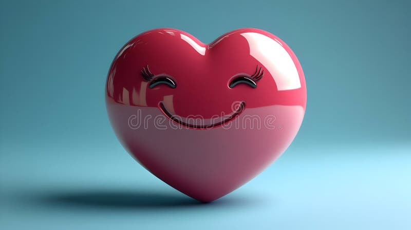 Smiling Heart 3D Render stock illustration. Illustration of shiny ...