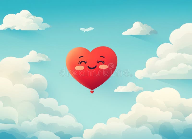 A Smiling Heart Image Appears in the Sky, Alongside a Heart-shaped ...