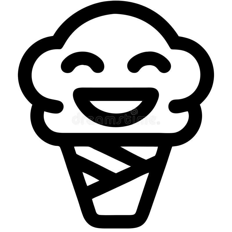 Smiling Ice Cream Cone Vector Illustration for Designs Stock ...