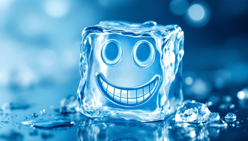Smiling Ice Cube stock illustration. Illustration of joyful - 365923452