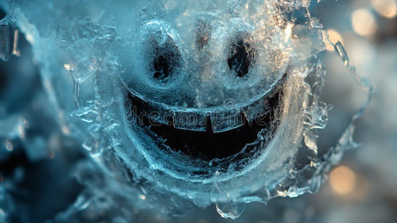 Smiling Ice Face is Melting in Sunlight Stock Photo - Image of playful ...