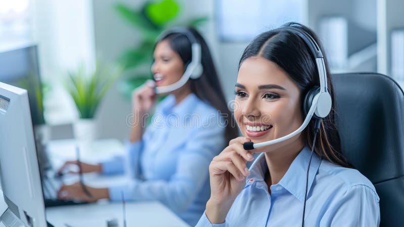 Smiling Indian Call Center Agent in Customer Support Office, Wearing ...