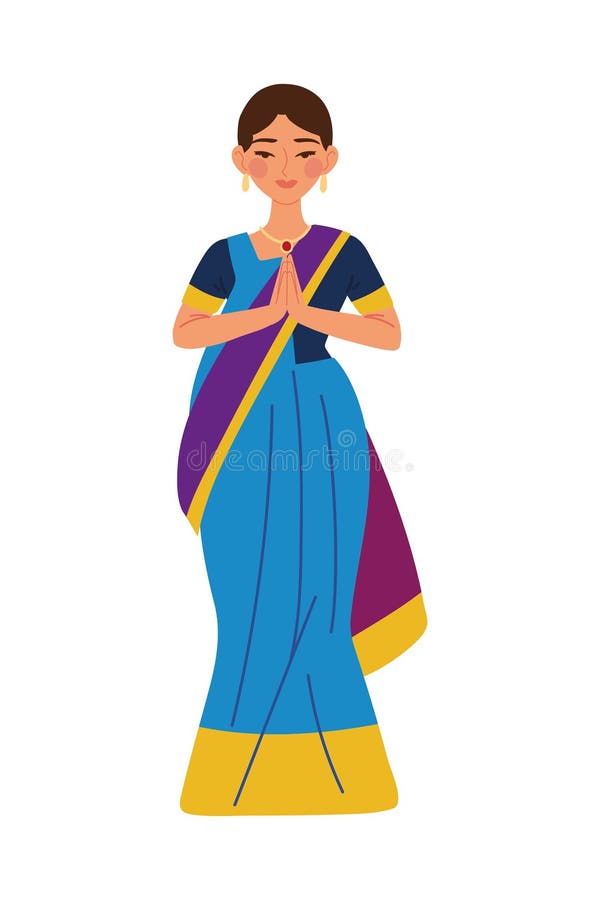 Smiling Indian Woman Making in a Namaste Gesture Stock Vector ...