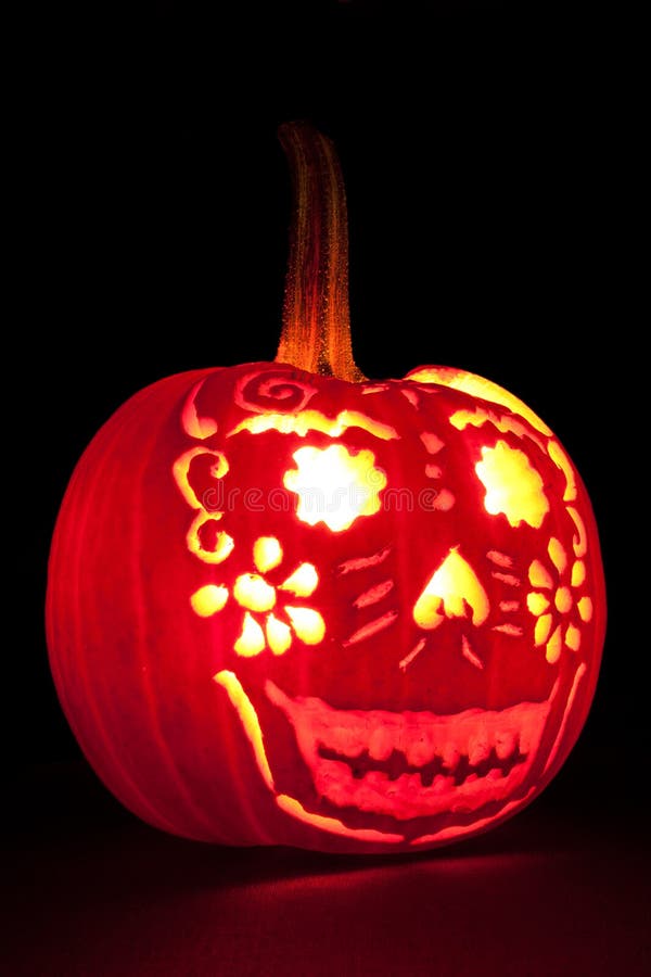 Smiling Jack O Lantern with Candle Lit. Stock Photo - Image of horror ...