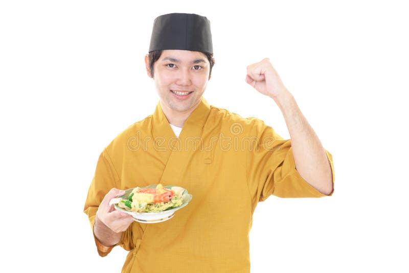Smiling Japanese chef stock photo. Image of japan, excited - 113604790